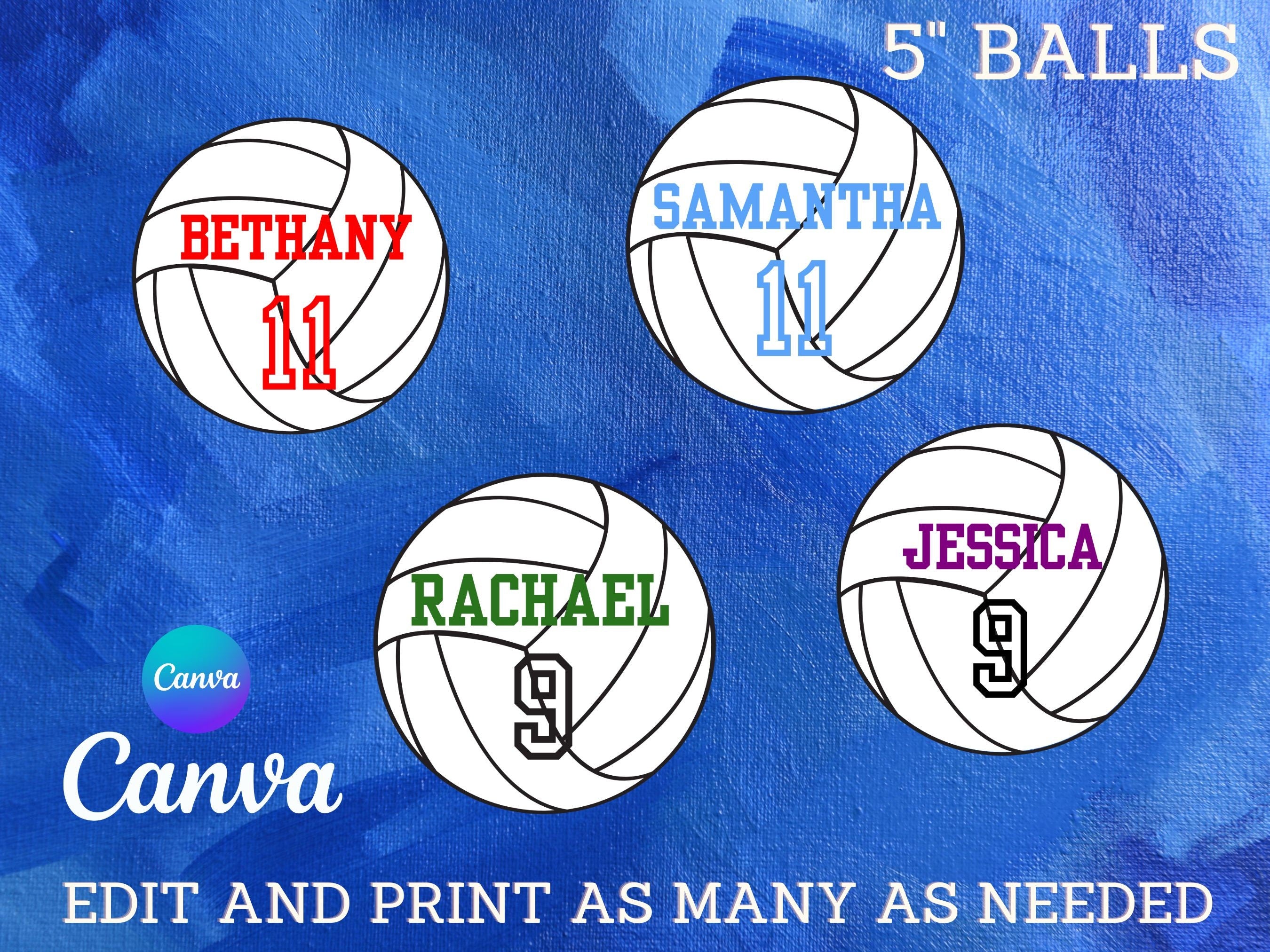 5" Volleyball Tags Editable Canva Template Personalize Name and Player ...